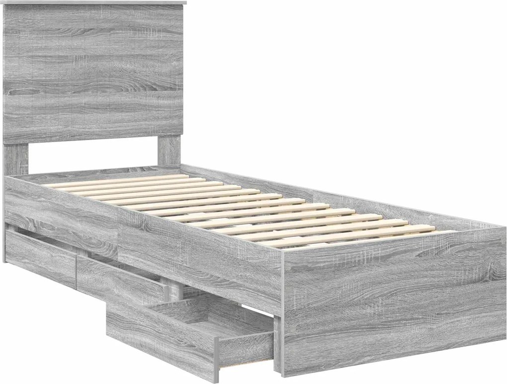 Rám postele s čelo Šedá Sonoma 75 x 190 cm Inženýrské dřevo 3411171
