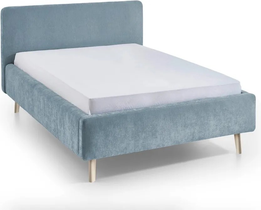 Světle modrá čalouněná dvoulůžková postel bez roštu 140x200 cm Mattis – Meise Möbel