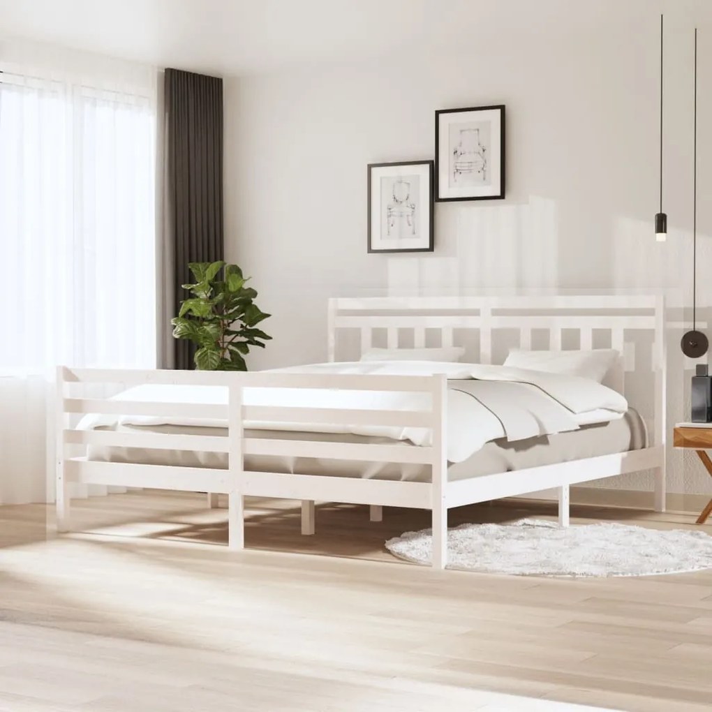 Rám postele bílý masivní dřevo 180 x 200 cm Super King,  3100670