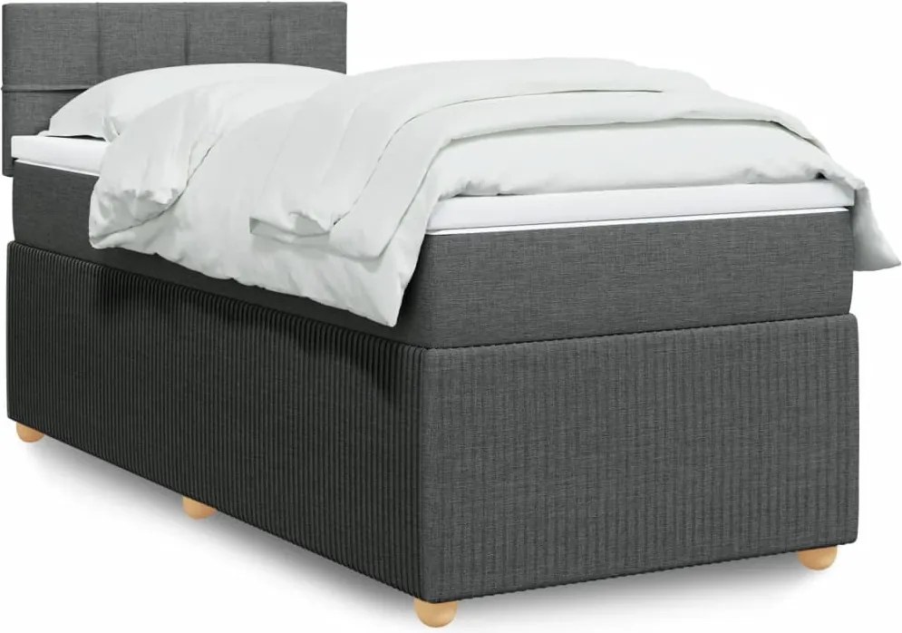 Box spring postel s matrací tmavě šedá 100 x 200 cm textil