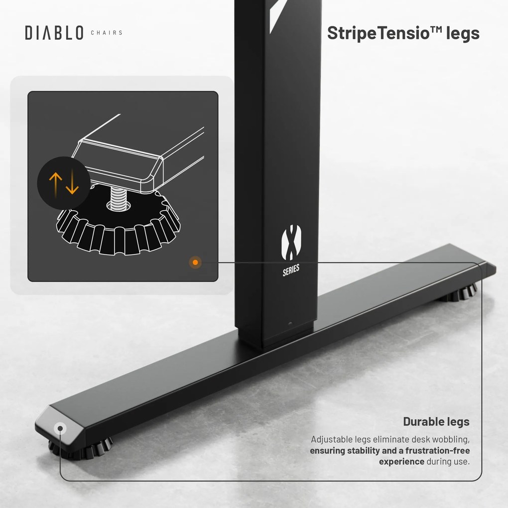 Elektricky výškově nastavitelný stůl 160 cm černý: Diablo X-Tensio 1600