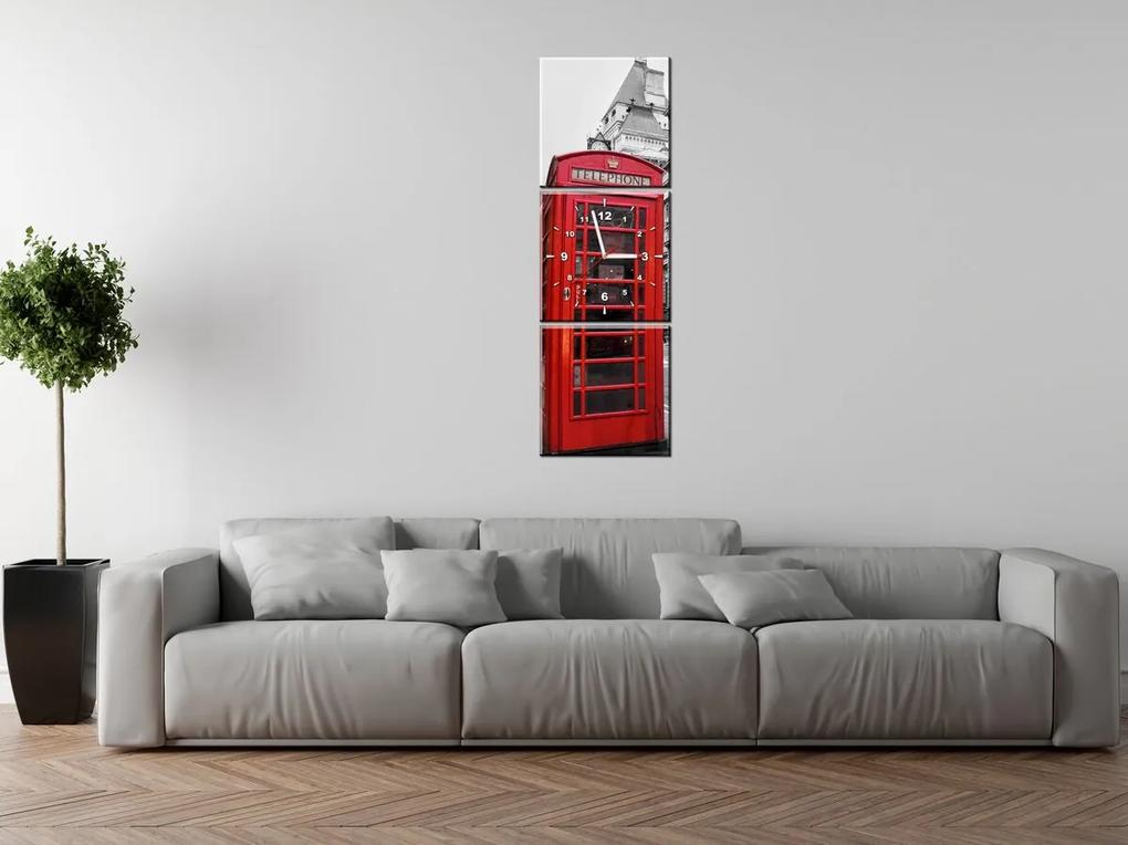 Gario Obraz s hodinami Telefonní budka v Londýně UK - 3 dílný Rozměry: 90 x 30 cm