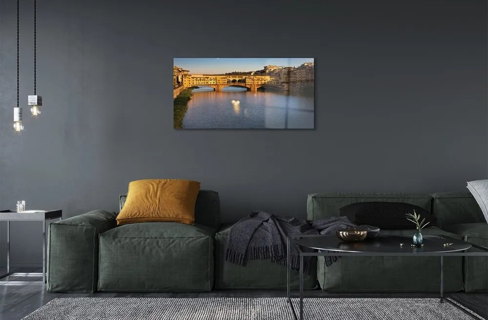 Obraz na skle Itálie Sunrise mosty 100x50 cm