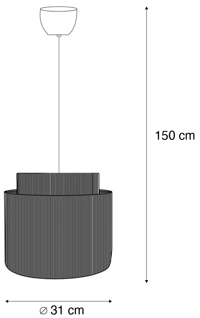 Závěsné svítidlo Japandi černé s hnědým lanem 31 cm - Smilla