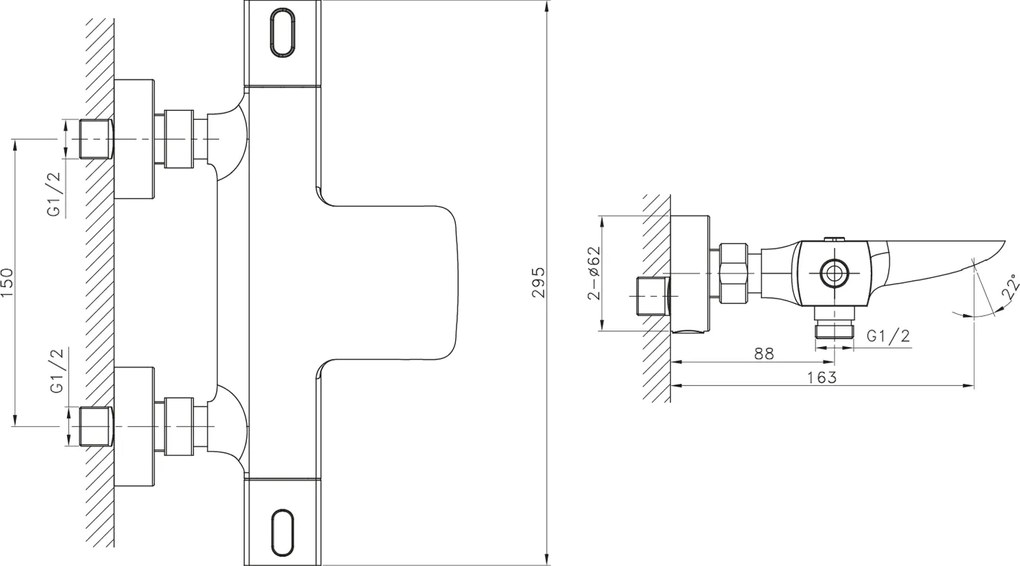 Sapho Mixona MG410 sprchová termostatická baterie nástěnná 150 mm