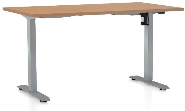 Výškově nastavitelný stůl OfficeTech A, 140 x 80 cm - šedá podnož Barva: Bílá