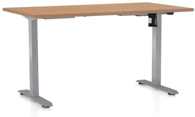 Výškově nastavitelný stůl OfficeTech A, 140 x 80 cm - šedá podnož Barva: Třešeň