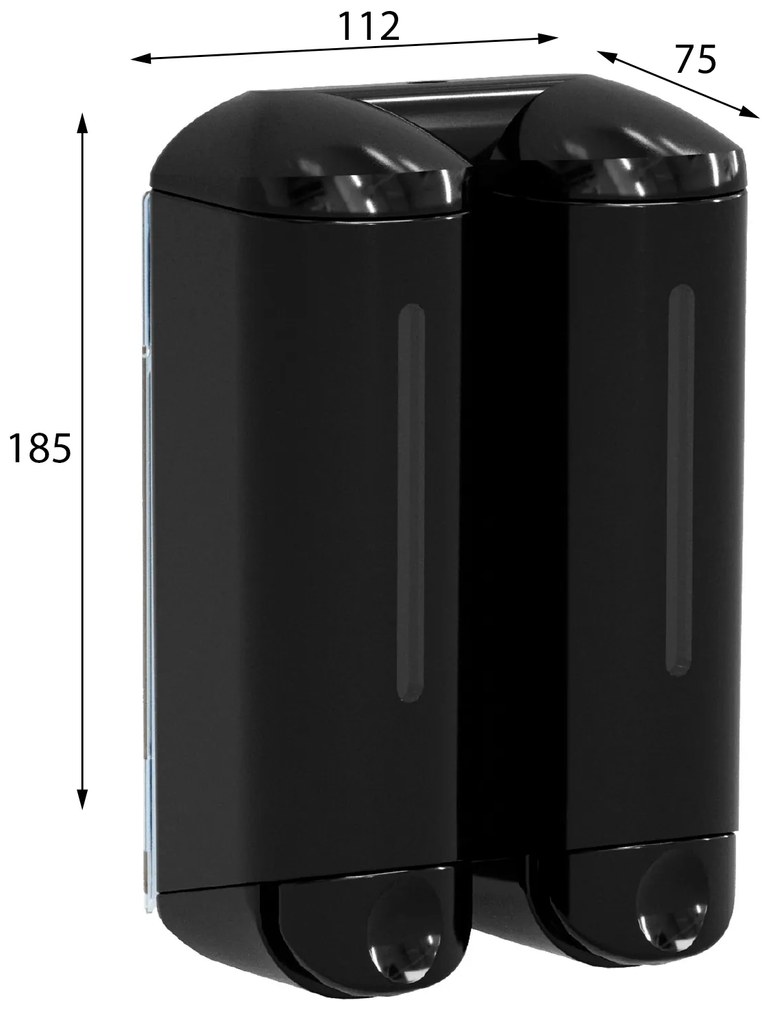 MARPLAST MARPLAST, SHOWER MEDIUM dvojitý dávkovač tekutého mýdla 2x250ml, černá, A94803