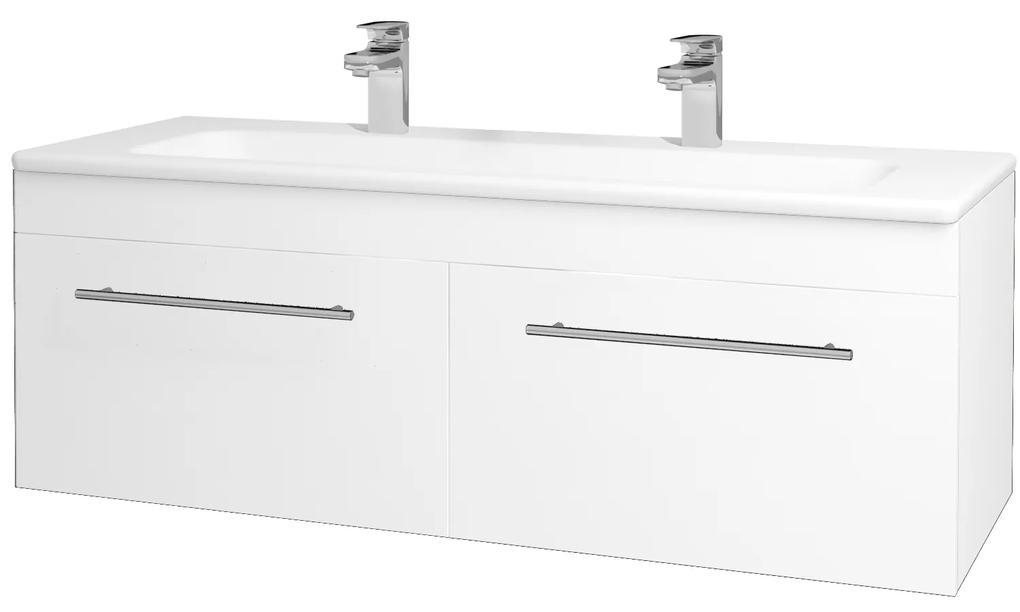 Dřevojas Koupelnová skříň ASTON SZZ2 120 Varianta: N01 Bílá lesk / Úchytka T01 / M05 Béžová mat