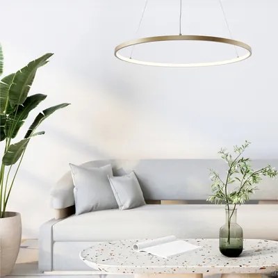 Zlaté závěsné LED svítidlo prstenec BRENO 60 cm