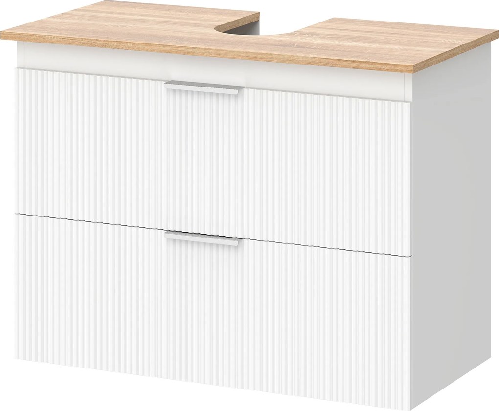 HOMCOM spodní skříňka pod umyvadlo s 2 velkými zásuvkami, dvoubarevná, vhodná pro sloupkové i nábytkové umyvadlo, 80 × 40 × 60 cm, bílá a přírodní | A
