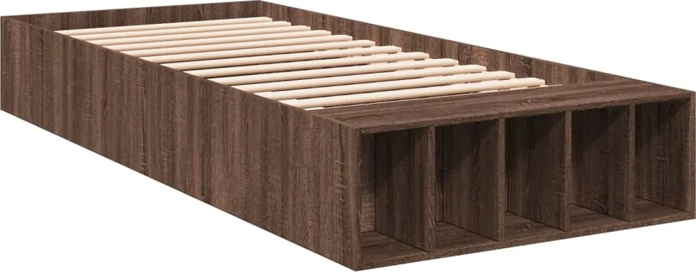 Rám postele hnědý dub 100 x 200 cm kompozitní dřevo 3280607