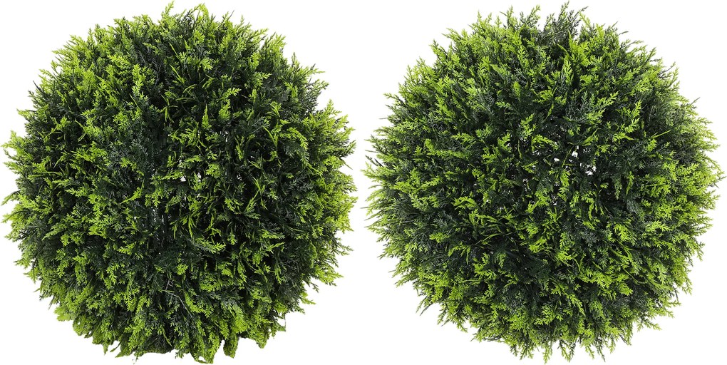 HOMCOM Sada 2 umělých cedrů, 45 cm pokojová rostlina, umělá rostlina, dekorativní rostlina, dekorativní rostliny pro dům, kancelář, chodbu, zahradu, …