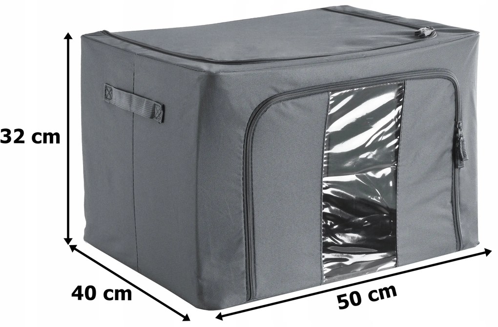 eCarla Textilní box pro uskladnění ložního prádla a oblečení, šedý LUFER 50x40x32