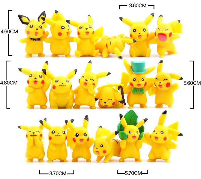 Figurky Pikachu 3-6 cm Pokemon 18 ks