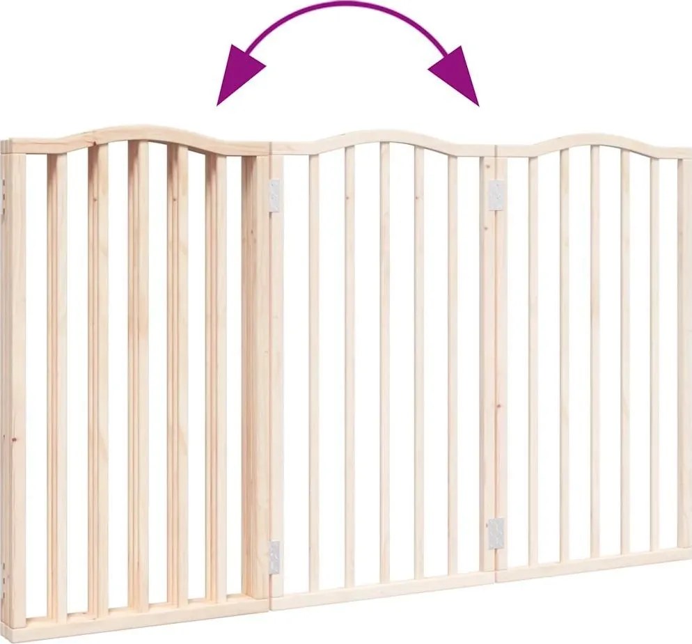 vidaXL Zábrana pro psy skládací 3 panely 150 cm topolové dřevo [352230] Barva: Černá