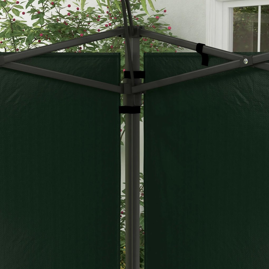 Outsunny Boční Zdi pro Altán 3x3 m a 3x6 m - Sada 2 Stěn s Okny 293x193 cm Tmavě Zelená