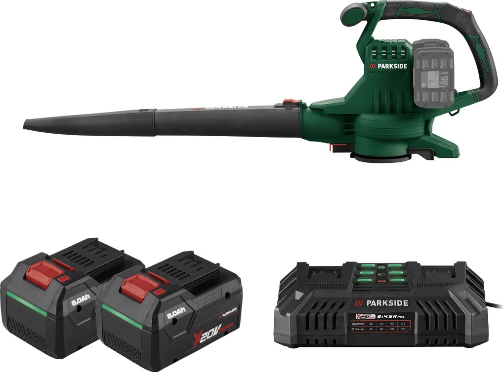 Parkside® Aku vysavač / foukač listí Plsa D3, 2x Smart 8 Ah