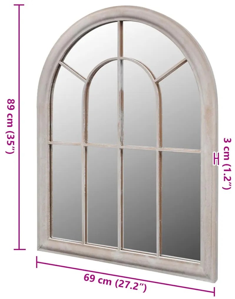 vidaXL Marketos Zahradní zrcadlo rustikální oblouk 69 x 89 cm interiér i exteriér