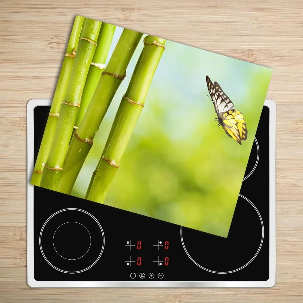 Skleněná krájecí deska Bambus a motýl
