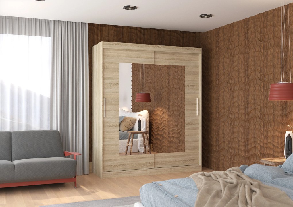 ADRK Furniture Posuvná skříň s zrcadlem ROSETTE 180 ADRK-SW-ROS-S-180