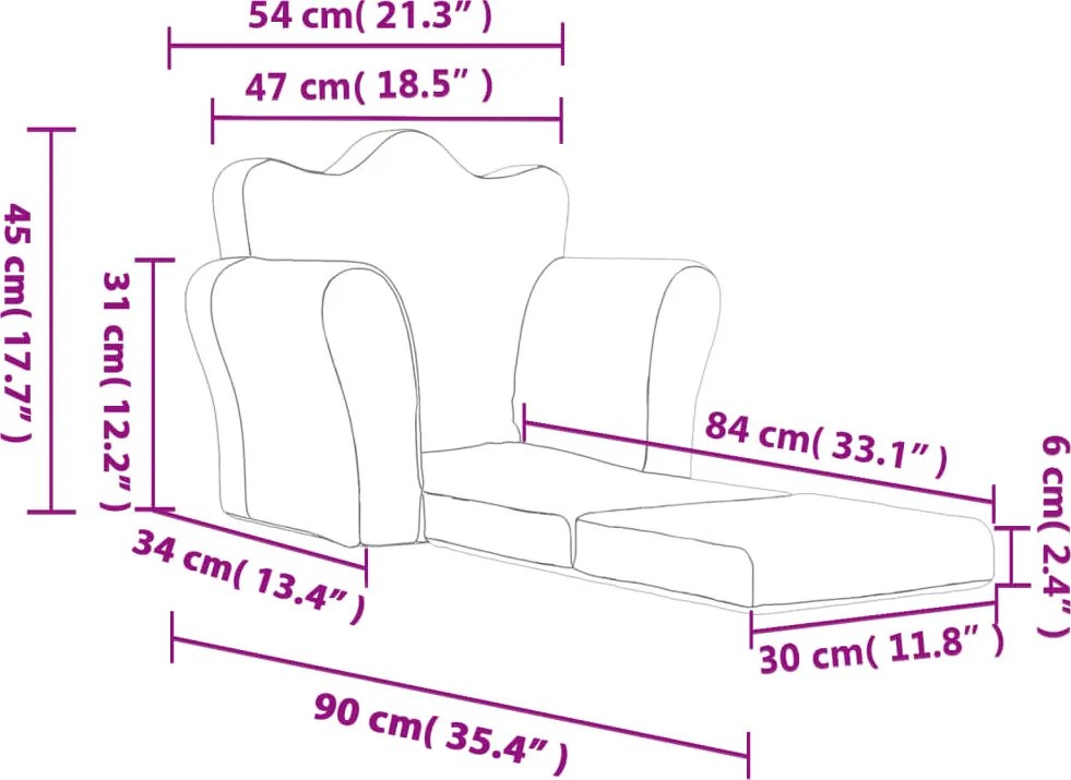 vidaXL Dětské rozkládací pohovka měkký plyš [357054] Barva: světle šedá