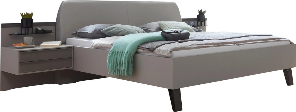 XXXLutz POSTEL S NOČNÍMI STOLKY, 180/200 cm, hnědá, šedá Dieter Knoll - Postele s nočními stolky - 000442028601