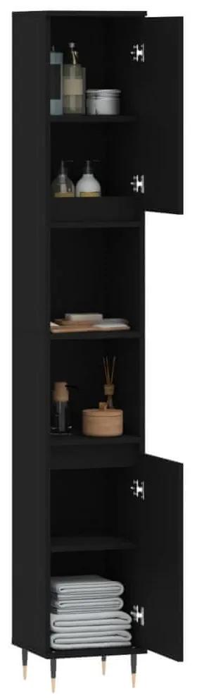 Petromila Koupelnová skříňka černá 30 x 30 x 190 cm kompozitní dřevo