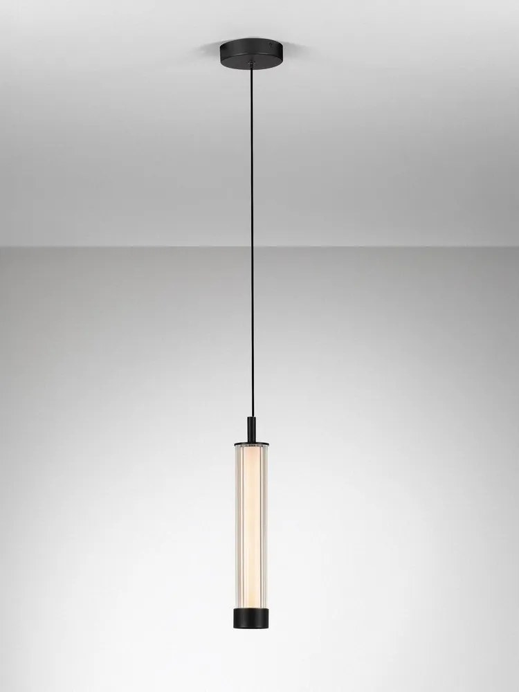 Matně černé hliníkové LED stmívatelné závěsné svítidlo se skleněným stínidlem ø 6,5 cm Glovia – Nova Luce