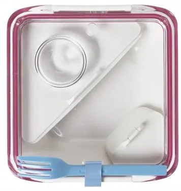 Lunch box BLACK-BLUM Appetit, 880ml, bílý/růžový, modrá vidlička