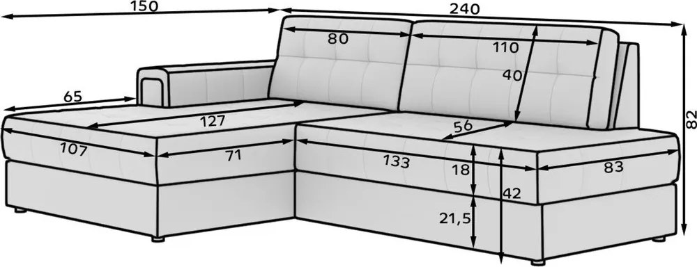 Krémová rozkládací rohová pohovka z textilie bouclé (levý roh/s lenoškou) Blezalt – ELTAP