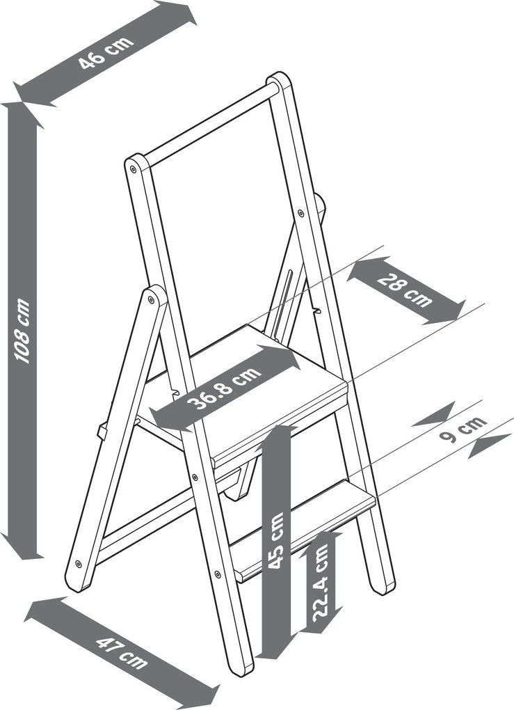 Tchibo - Schůdky z masivního dřeva - barva: bílá