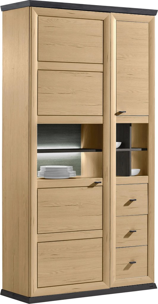 XXXLutz VITRÍNA, tmavě šedá, dub artisan, 110/209/43 cm Hom`in - Kredence a vitríny - 000003002947