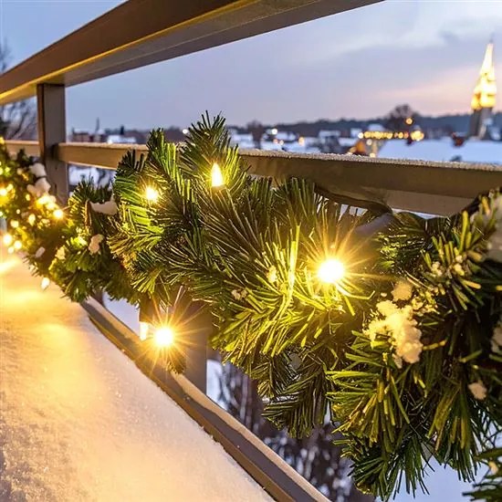 SOLIGHT LED vánoční girlanda s jehličím, 5m, 80x LED, časovač, 3xAA, IP44