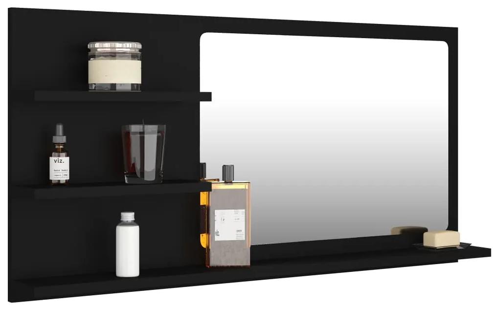 Koupelnové zrcadlo černé 90 x 10,5 x 45 cm dřevotříska - Default Title