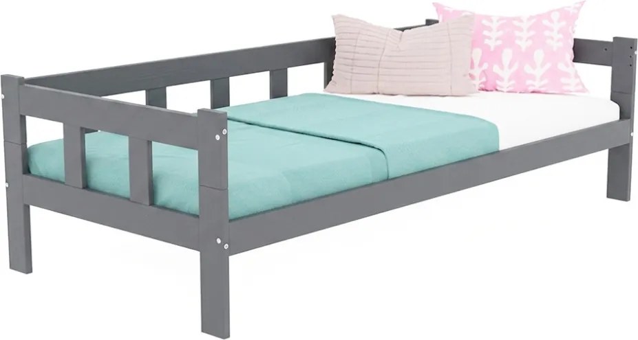 Benlemi Jednolůžko FENCE 4v1 se zábranou 90x200 cm + matrace ADAPTIC Zvolte barvu: Tmavě šedá, Zvolte zábranu: S otevřeným vstupem