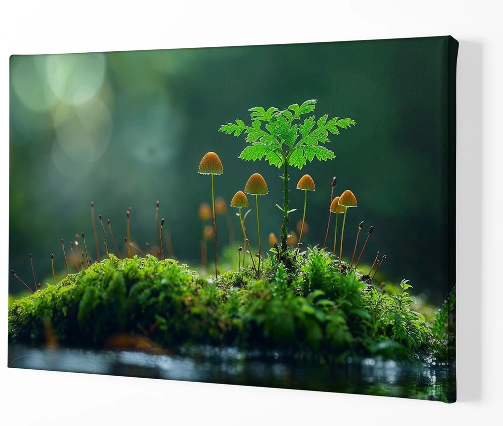 Obraz na plátně - Houbičky na mechové planině FeelHappy.cz Velikost obrazu: 180 x 120 cm