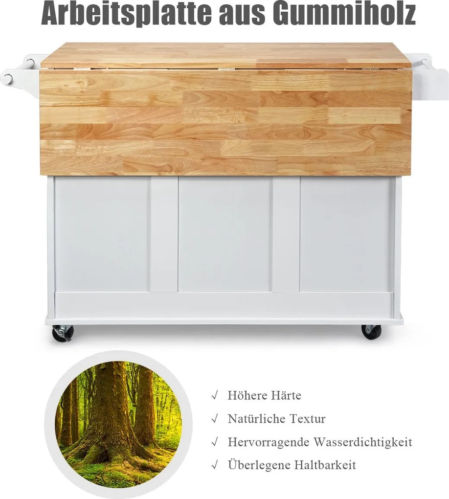 Costway Pojízdný kuchyňský vozík s pracovní deskou kuchyňský ostrůvek s držákem