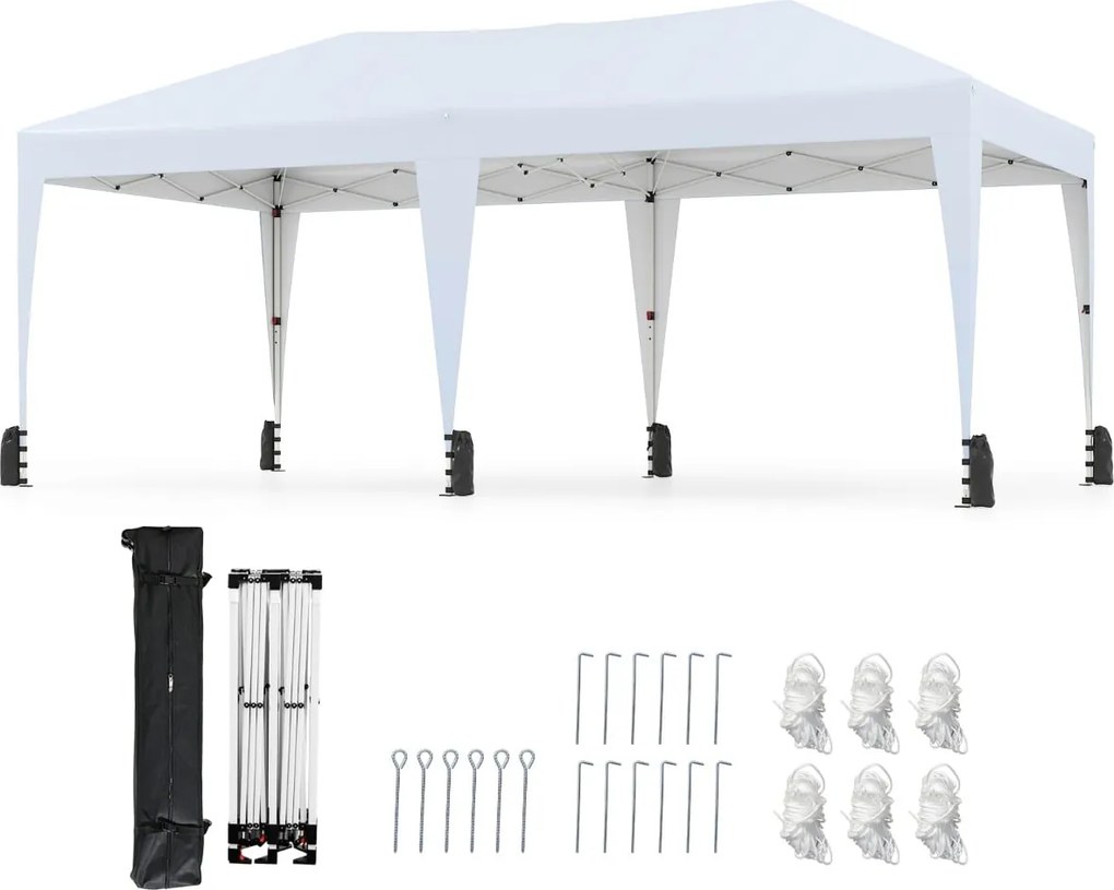 Costway Výsuvný skládací altán s taškou na kolečkách a UV ochranou 50+ – 3 × 6 m