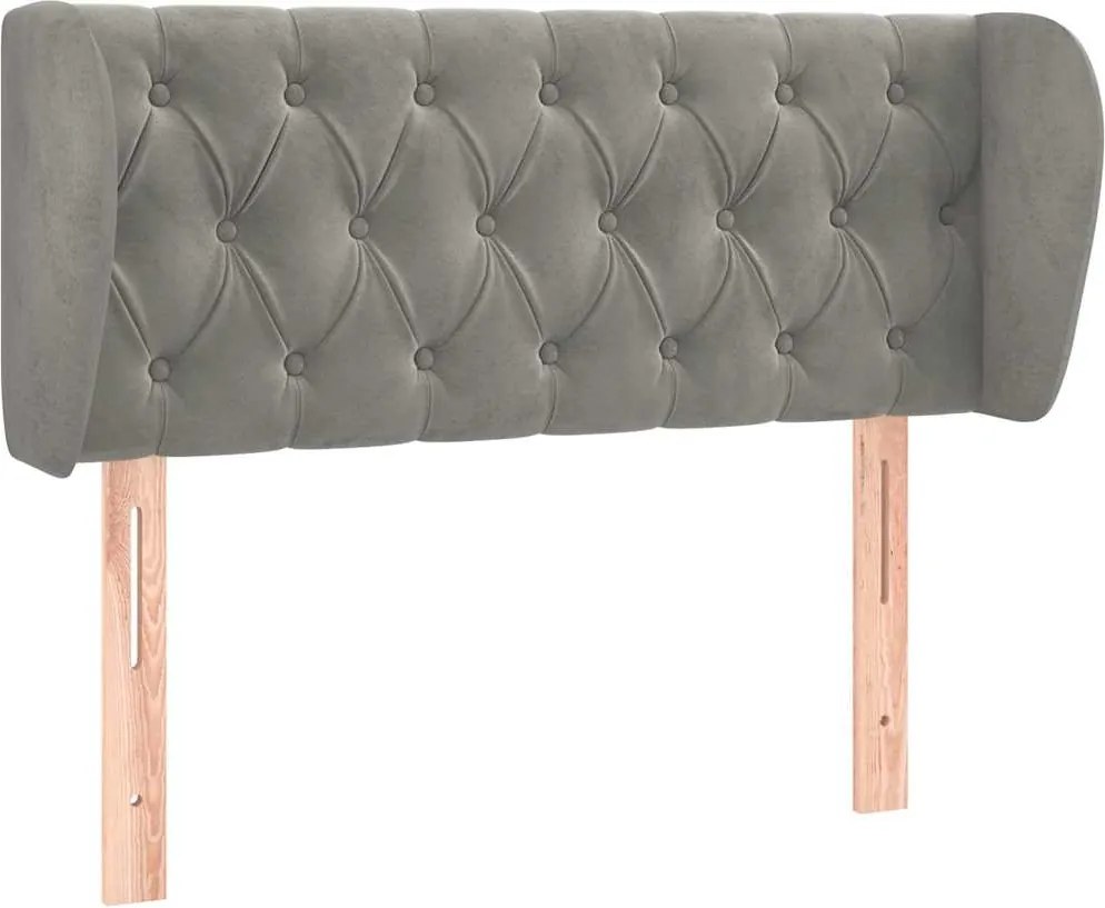 Čelo postele typu ušák světle šedé 103x23x78/88 cm samet 3117522