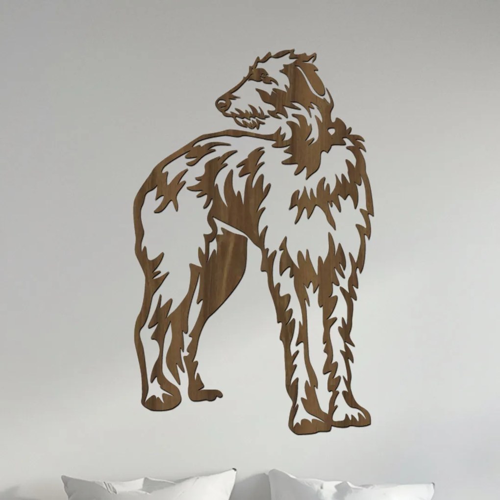 dřevo života Dřevěný obraz Skotského jeleního psa Zvolte rozměr (cm): 49x80, Zvolte barvu dekoru: Ořech