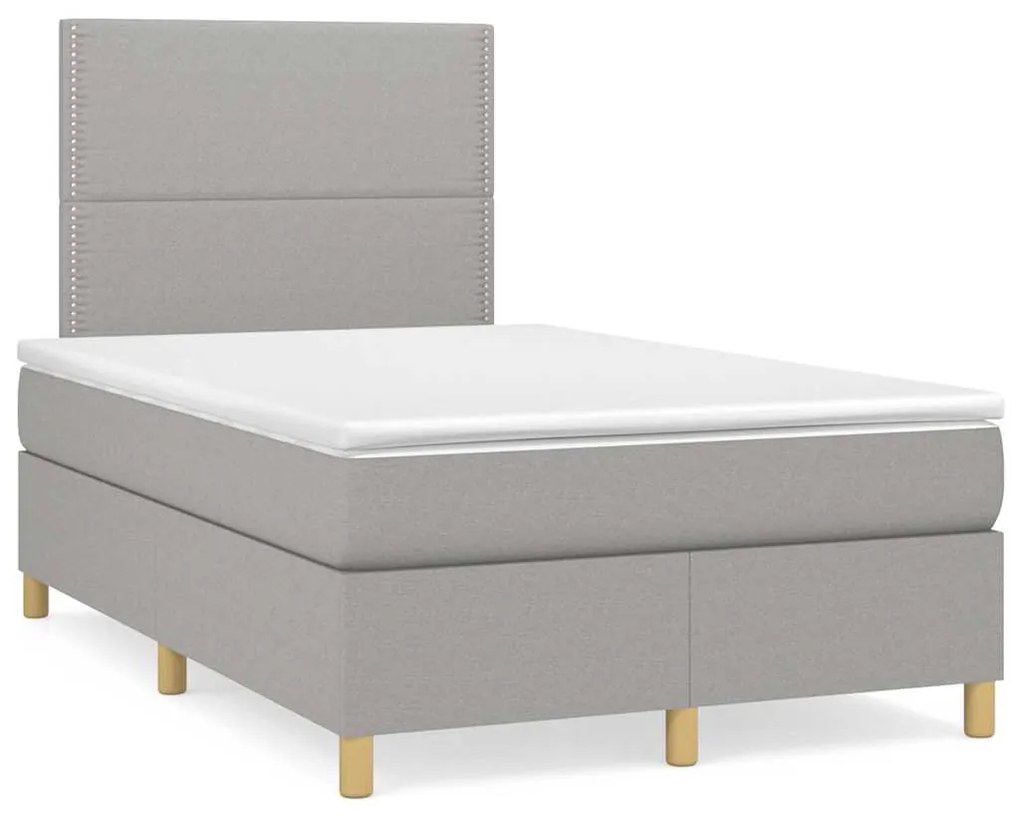 Box spring postel s matrací světle šedá 120x190 cm textil