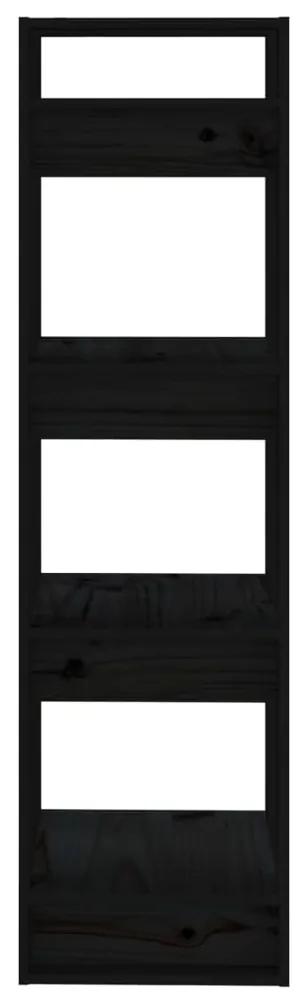 Knihovna / dělicí stěna černá 41 x 35 x 125 cm masivní borovice - Default Title