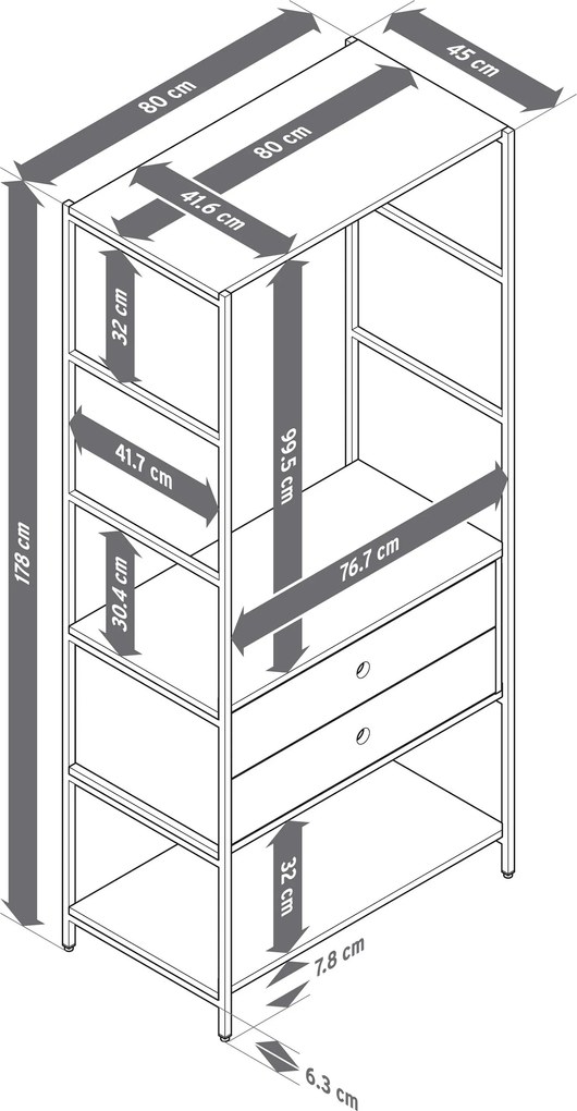 Tchibo - Otevřená šatní skříň »Klaar« se 2 zásuvkami - barva: bílá