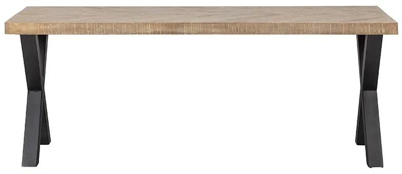Jídelní stůl tablo 200 x 90 cm nohy do tvaru x mangový herringbone MUZZA