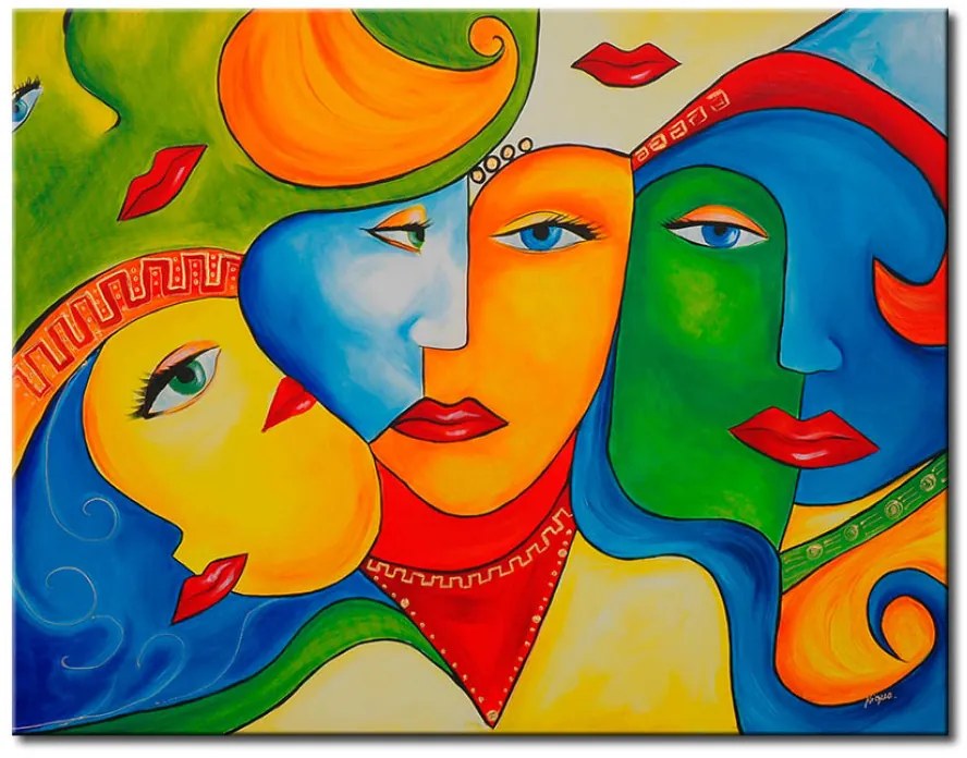 Obraz Žena (1dílný) - fantazijní portrét s motivem barevných tváří