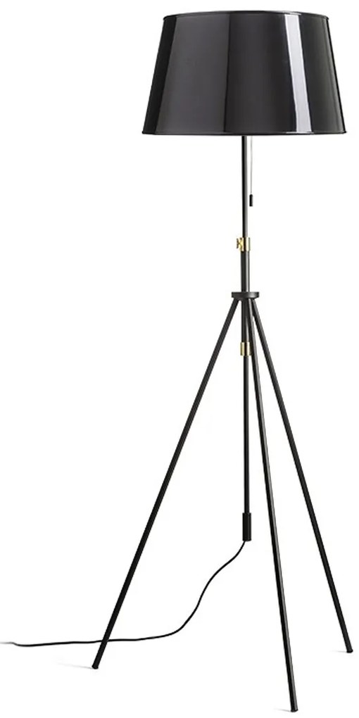 Rendl R14066 stojanová lampa LUTON/RIDICK lesklá černá, E27, 121-177cm