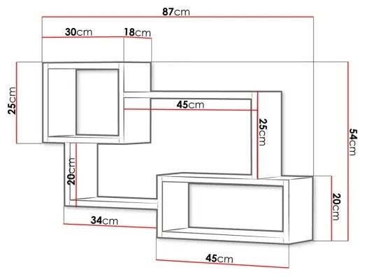 Nástěnná police TRIO 54x87 cm šedá/bílá