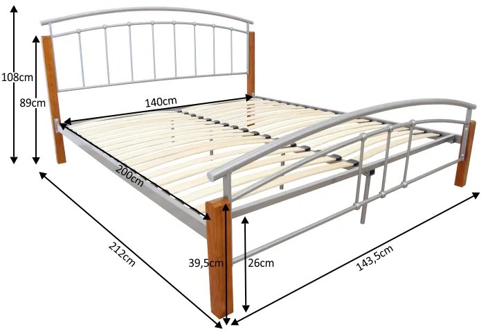 Manželská postel 140 cm Mirela (s roštem). 751808