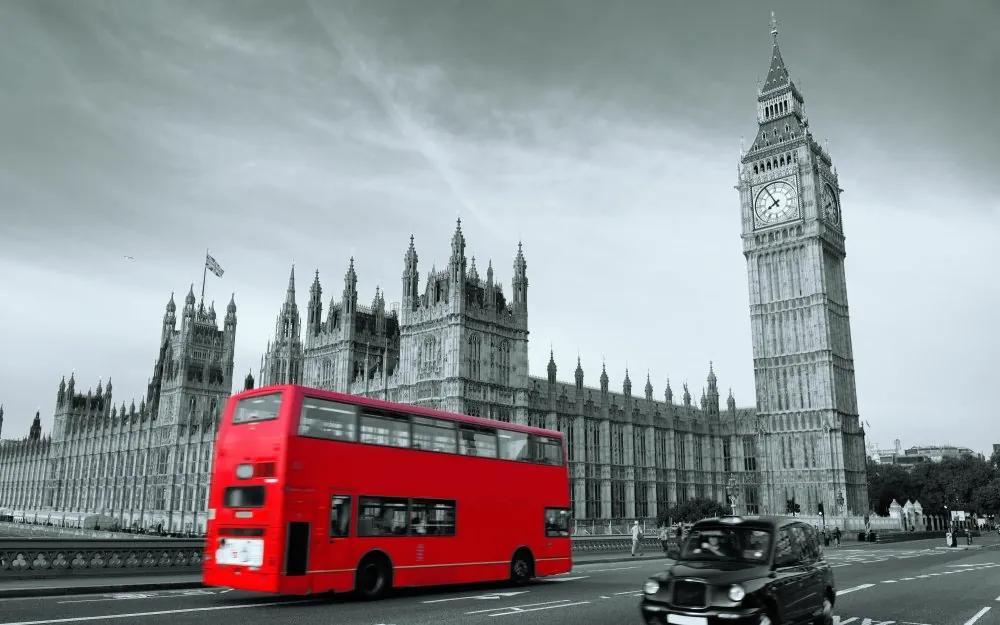 Vícedílný obraz Červený Londýnský Autobus Nedostatek Nedostatek Plátno Canvas 160x100
